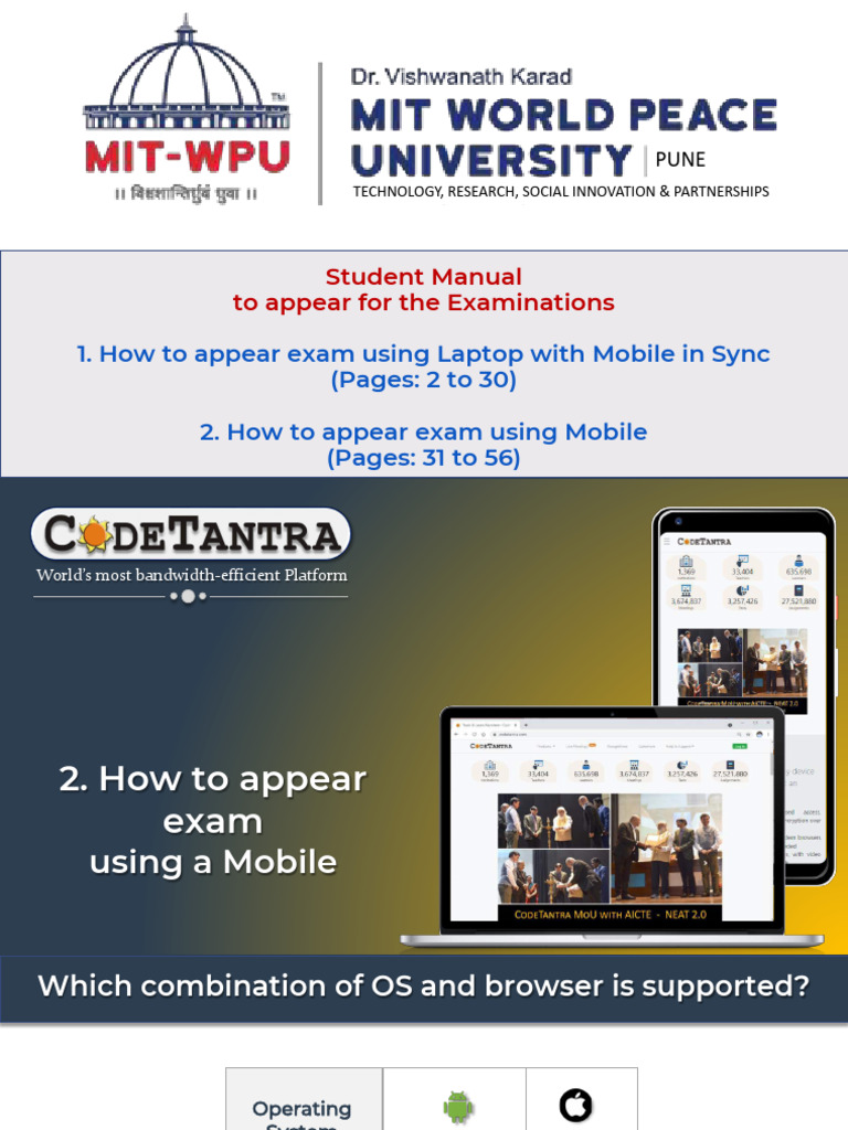 Exam Guide: Laptop & Mobile Setup | PDF | Safari (Web Browser) | Mobile App