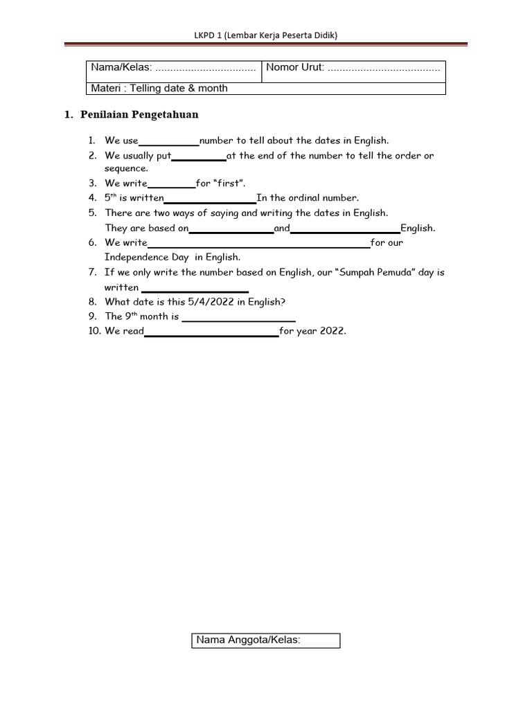 LKPD Telling Date | PDF