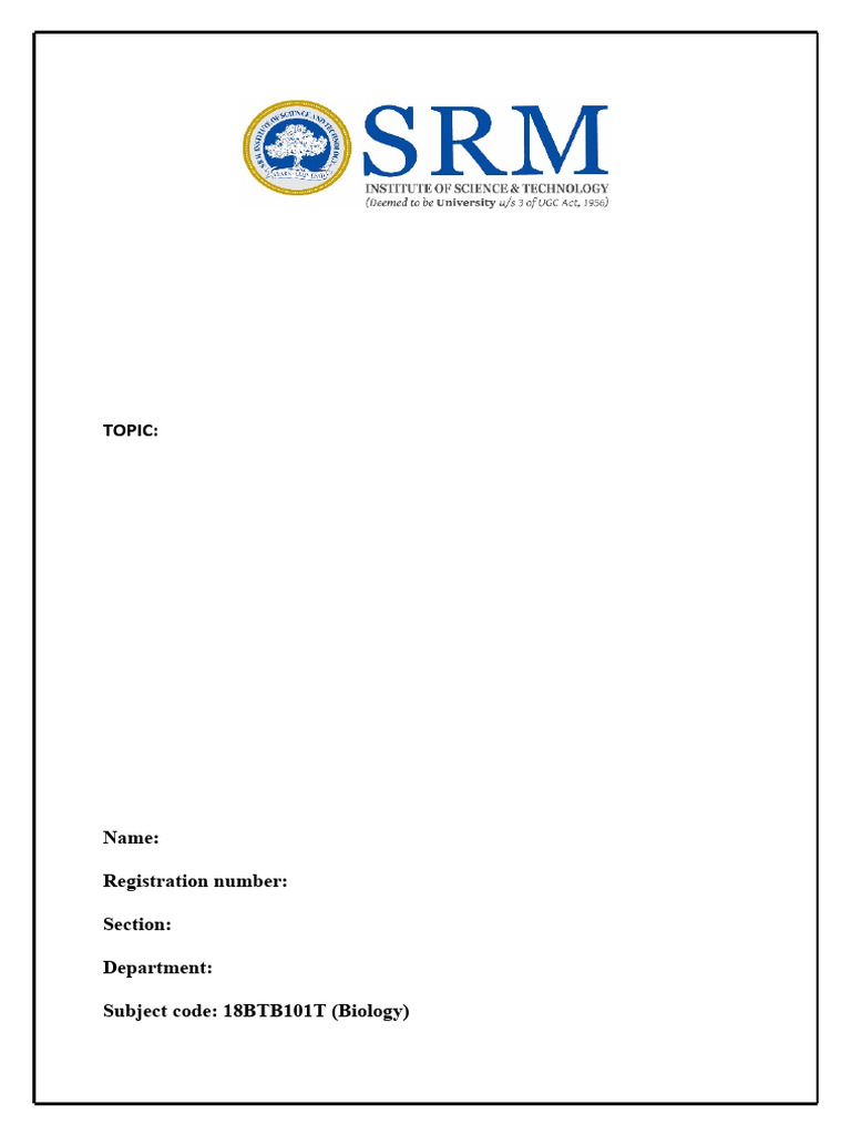 Assignment Front Page SRM | PDF | Science & Mathematics