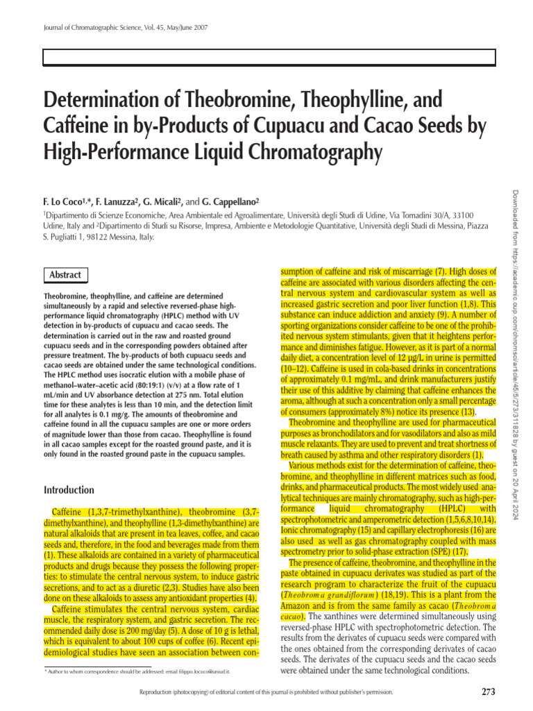 Journal of Chromatographic Science, Vol. 45, MayJune 2007 | PDF | High ...