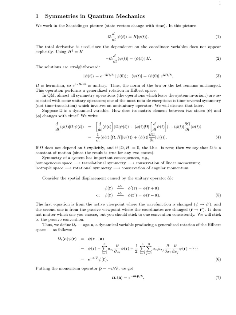 symmetry | PDF | Spin (Physics) | Wave Function