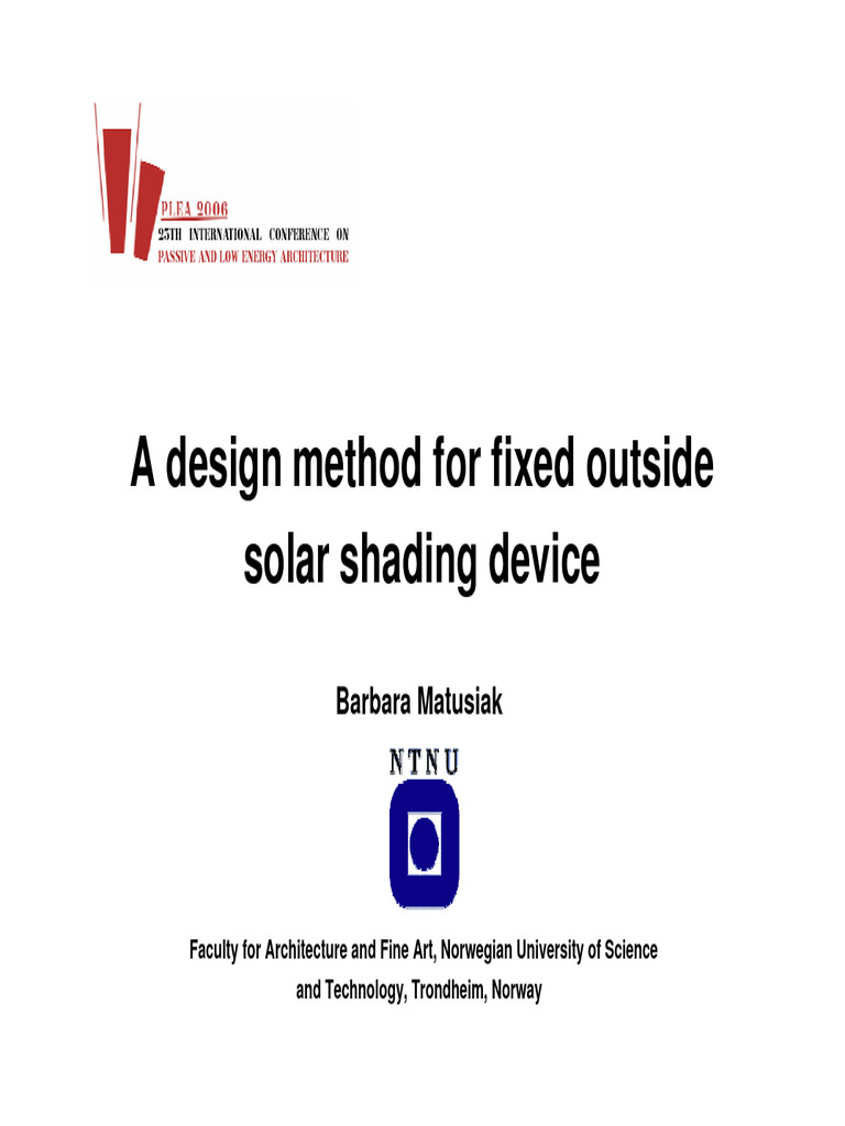 A Design Method For Fixed Outside Solar Shading Device | PDF | Sky ...