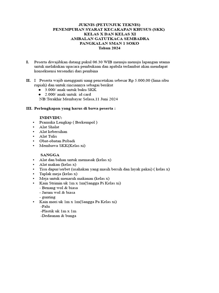 Juknis SKK 2024 rev. | PDF