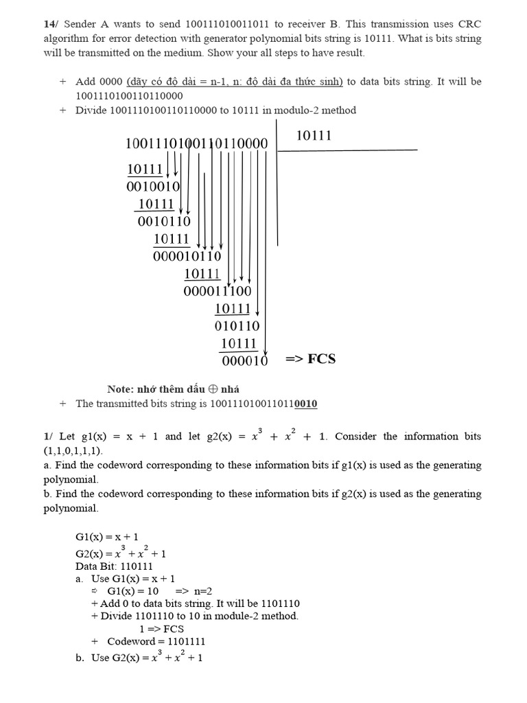 CRC and Codeword Calculation Steps | PDF | Transmission Control Protocol | Router (Computing)