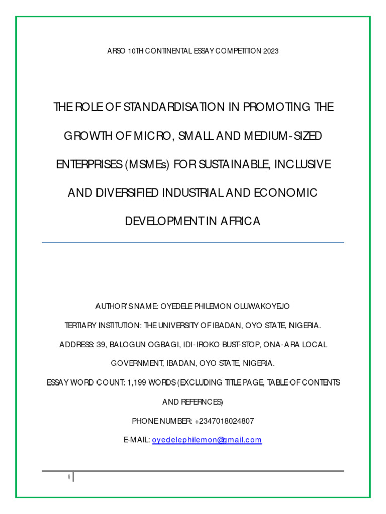 Role of Standards in African MSMEs Growth | PDF | Small And Medium Sized Enterprises | Business