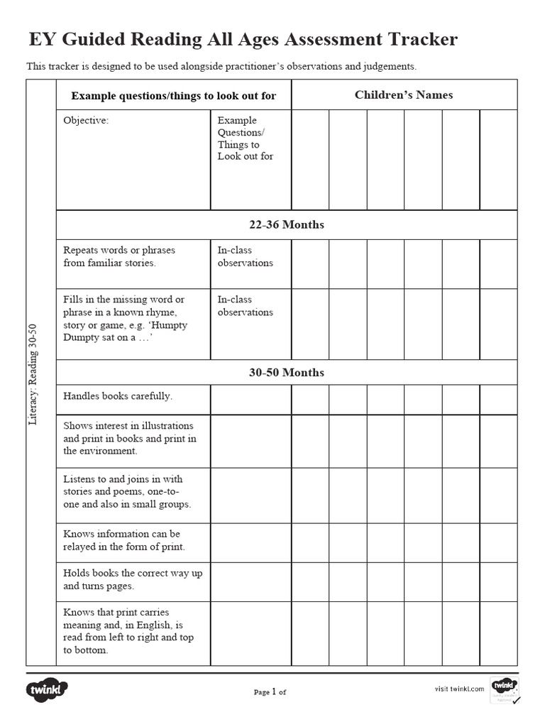 EY Reading Assessment Tracker Guide | PDF | Applied Linguistics ...