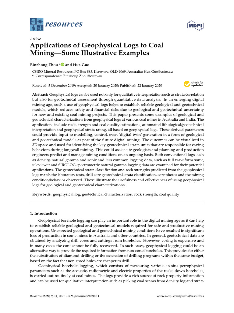 Application of Geoph Logs To Coal Mining | Download Free PDF ...