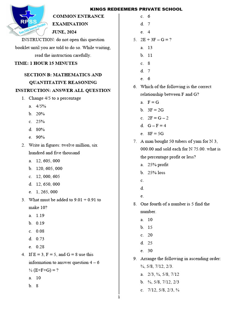 Common Entrance Examination | PDF | Manure