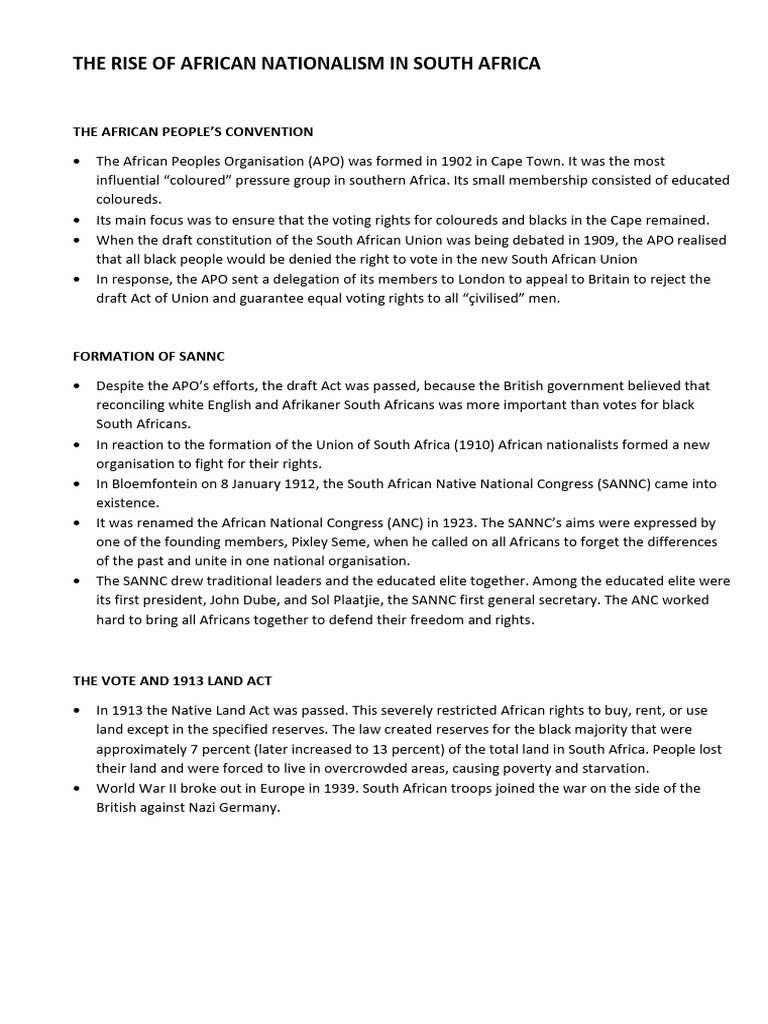 Rise of African Nationalism | PDF | African National Congress | Africa