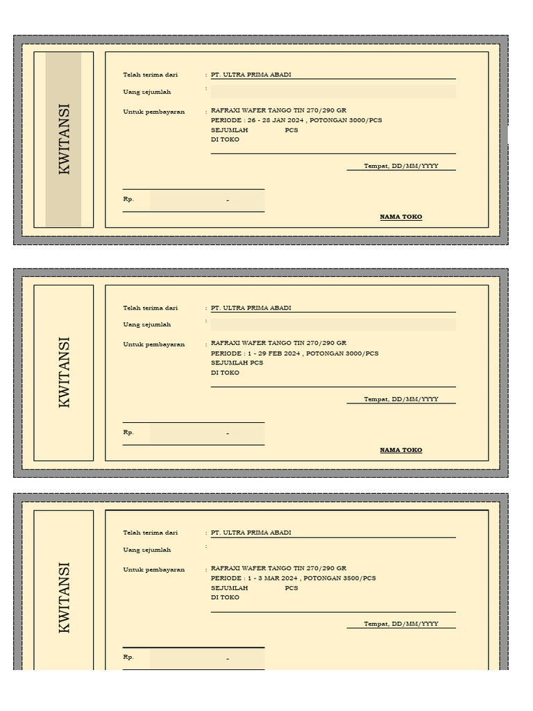 Form Kwitansi Rafraxi | PDF