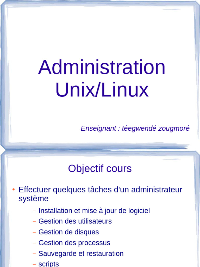 Admin Unix Linux 2018 Final | PDF | Logiciel gratuit | Unix