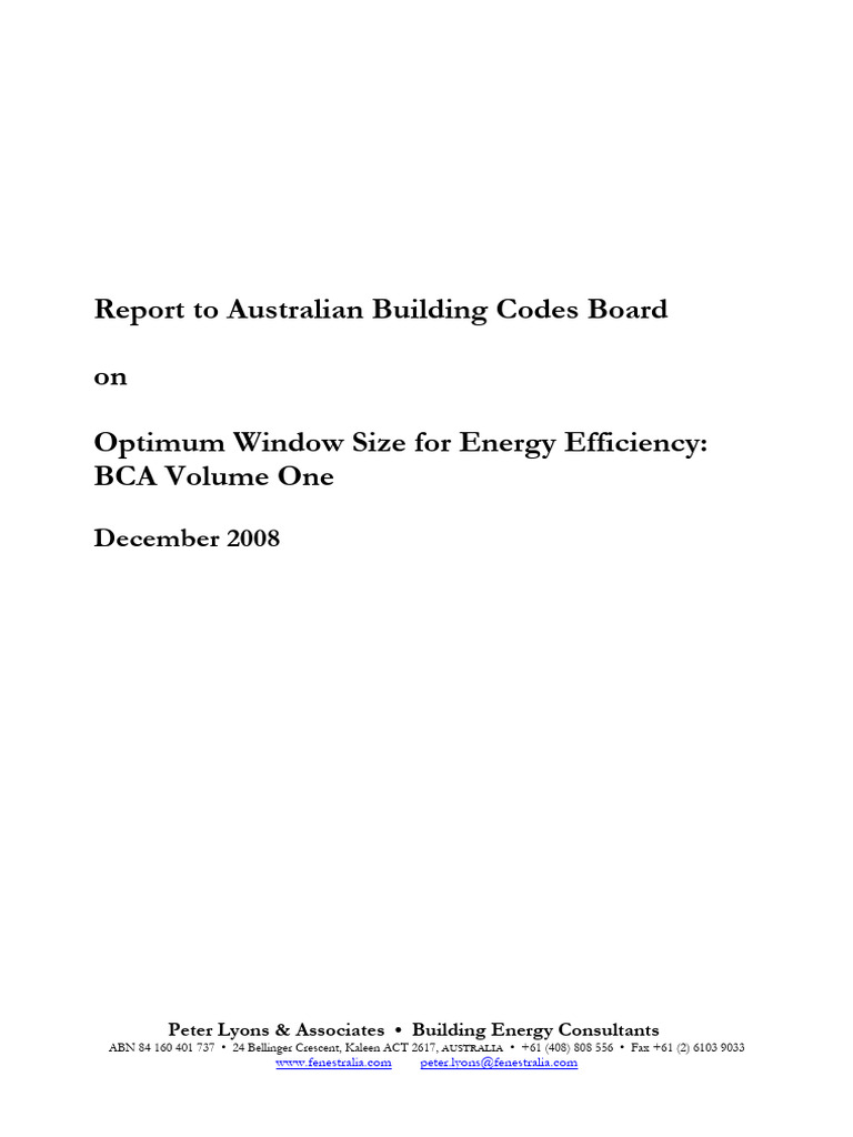 3125 Optimum Window Size For Energy Efficiency BCA Volume One | PDF ...