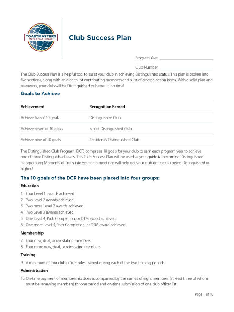 1111CSP2 Club Success Plan | PDF | Cognition