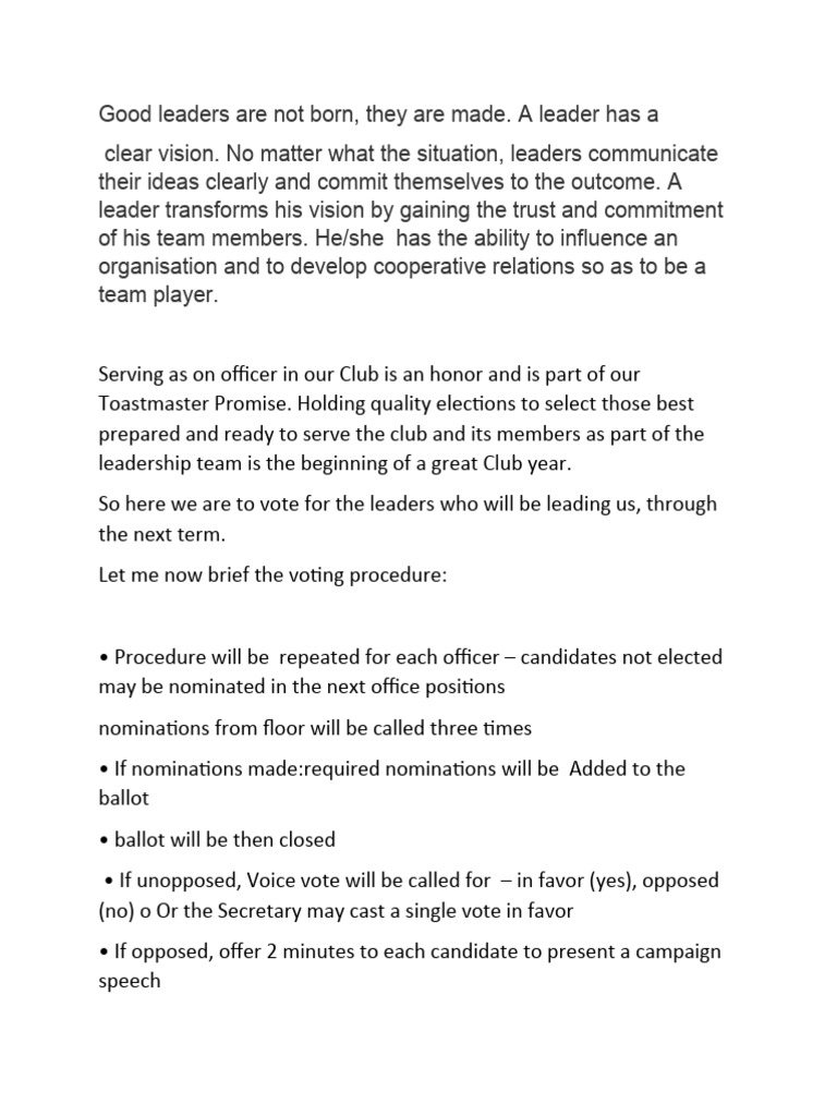 Election Officer Script | PDF | Voting | Committee