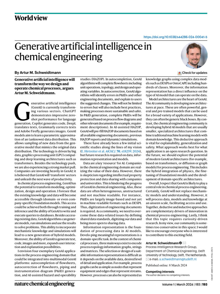 Schweidtmann 2024 Nature Chemical Engineering Viewpoint | PDF ...