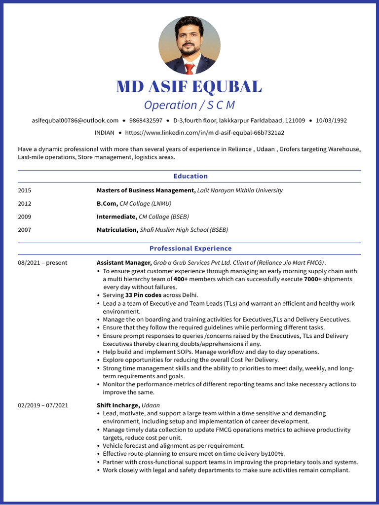 MD - ASIF EQUBAL - Resume | PDF | Business | Economies