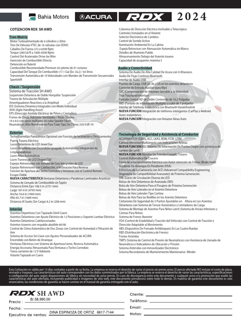 RDX - SH Awd 2024 Base | PDF | Airbag | Tracción en las cuatro ruedas