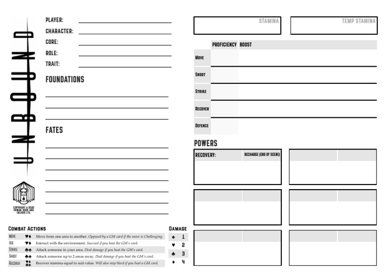 Unbound 2e Character Sheet Form-Fillable-yeb28e | PDF