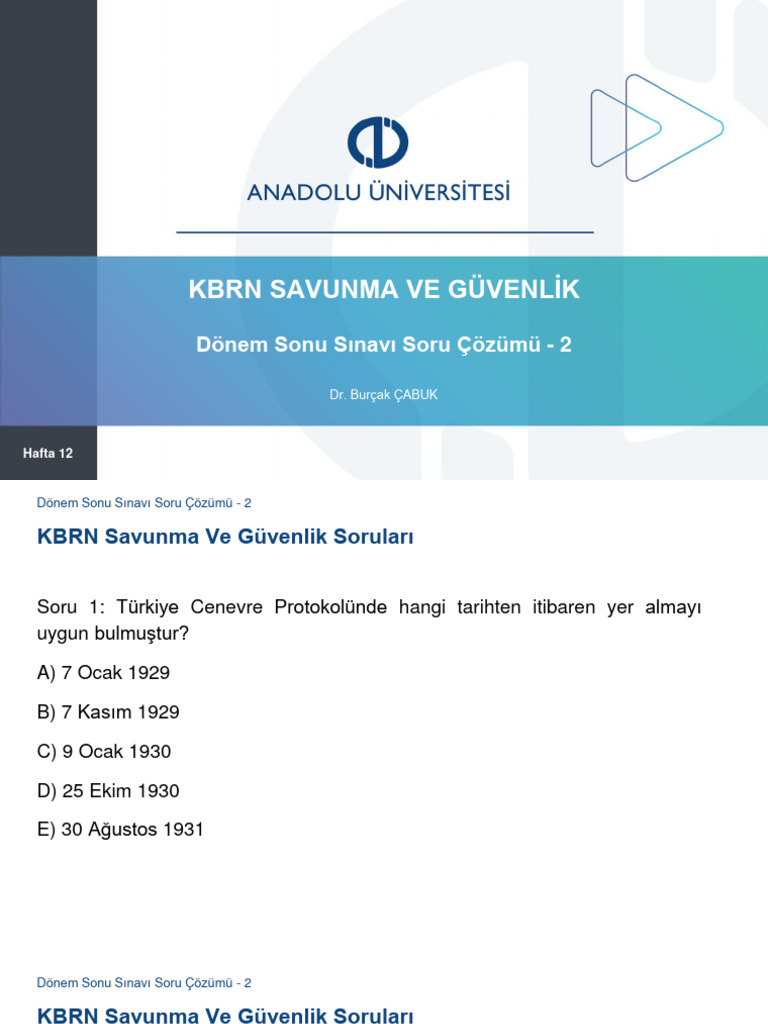 KBRN Savunma Ve Güvenli̇k Dersi̇ | PDF