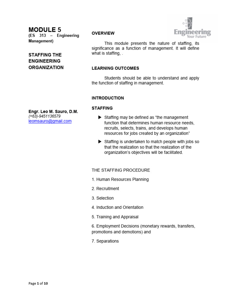 Module 5 - ES 313 | PDF | Recruitment | Performance Appraisal