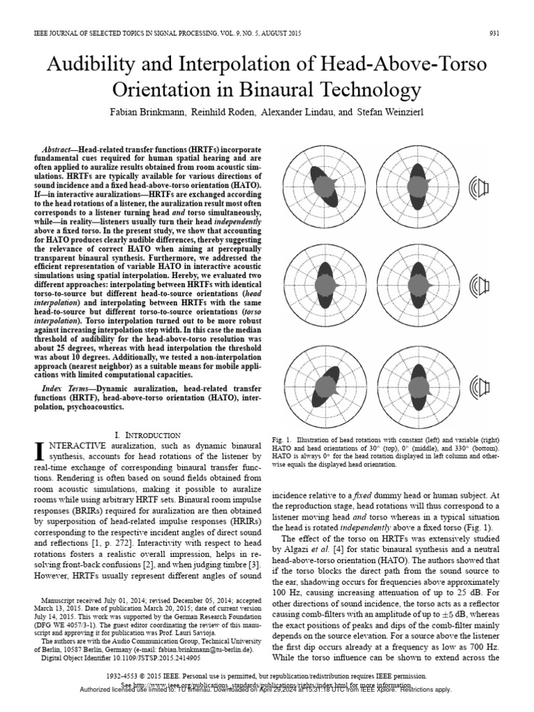 Audibility and Interpolation of Head-Above-Torso Orientation in ...