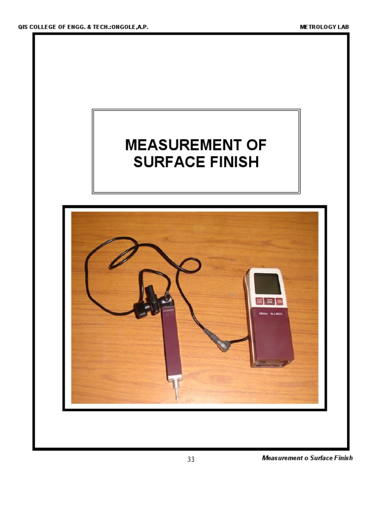 Measuring Surface Finish with Talysurf | PDF | Surface Roughness | Root ...