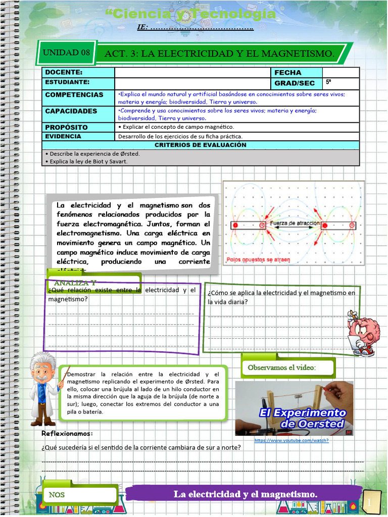 C-5º ACT 3-CYT-UND8 | PDF | Magnetismo | Campo magnético