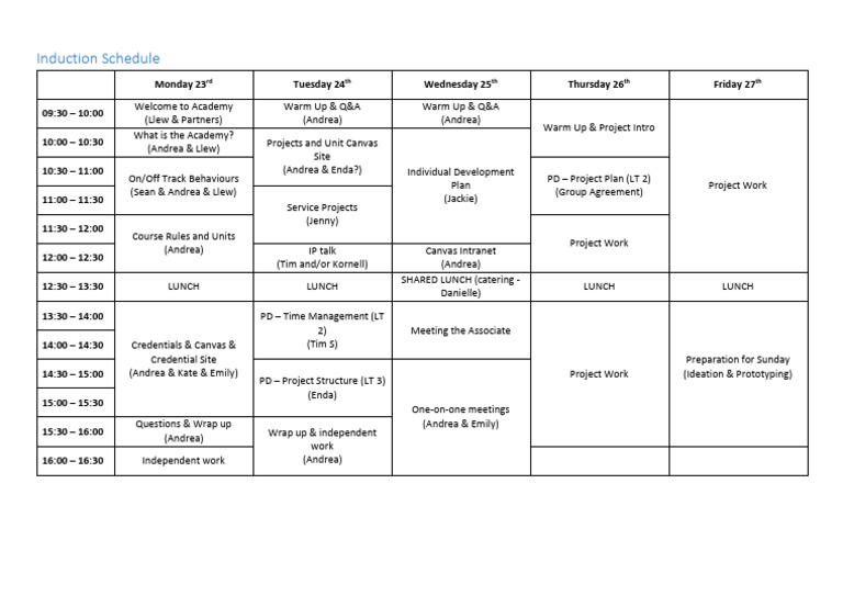 Mid-Year Induction Schedule | PDF