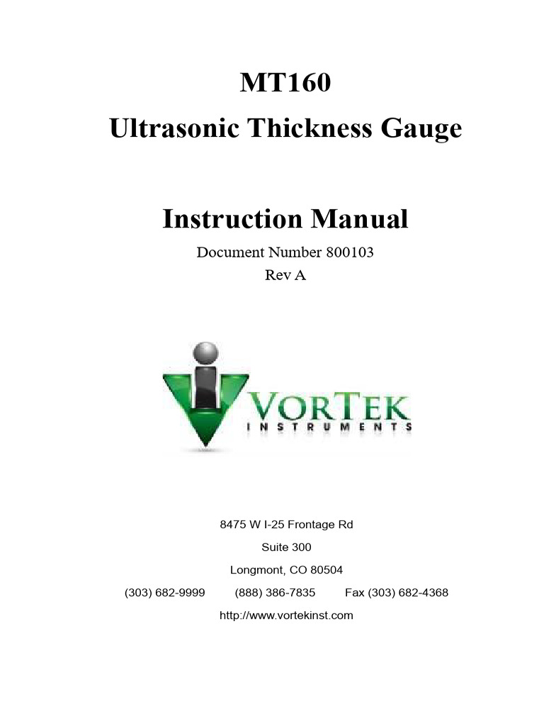 Instruction Manual - MT160 | PDF | Calibration | Ultrasound