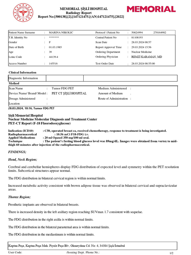 Marina Nikolic Pet-Ct - PDF Kopyası | PDF | Positron Emission ...