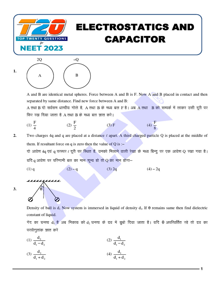 Electrostatics and Capacitor | Download Free PDF | Materials Science | Electromagnetism