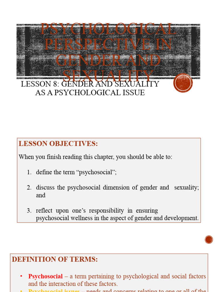 Psychological Perspective in Gender and Sexuality | PDF | Psychology ...