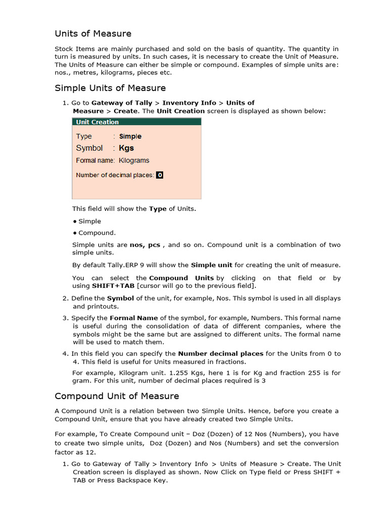 Units of Measure: Measure Create. The Unit Creation Screen Is Displayed ...
