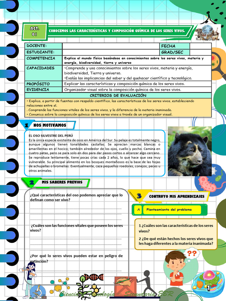 A-1º Act 1 Cyt Unid 1 - Sem 1 | PDF | Organismos | Sustancias químicas