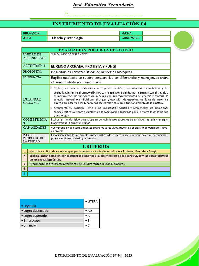 D1º LC Act 4 - Cyt-U1 | PDF | Importar | Biodiversidad