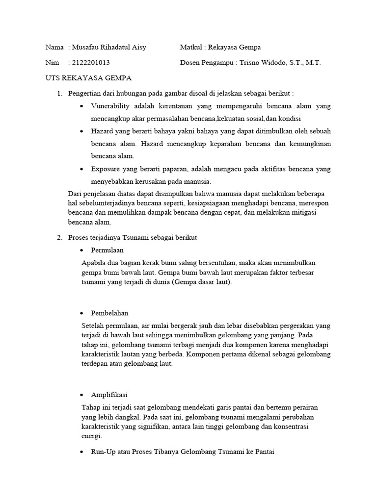 UTS Rekayasa Gempa Musafau Rihadatul Aisy | PDF | Politik | Seni