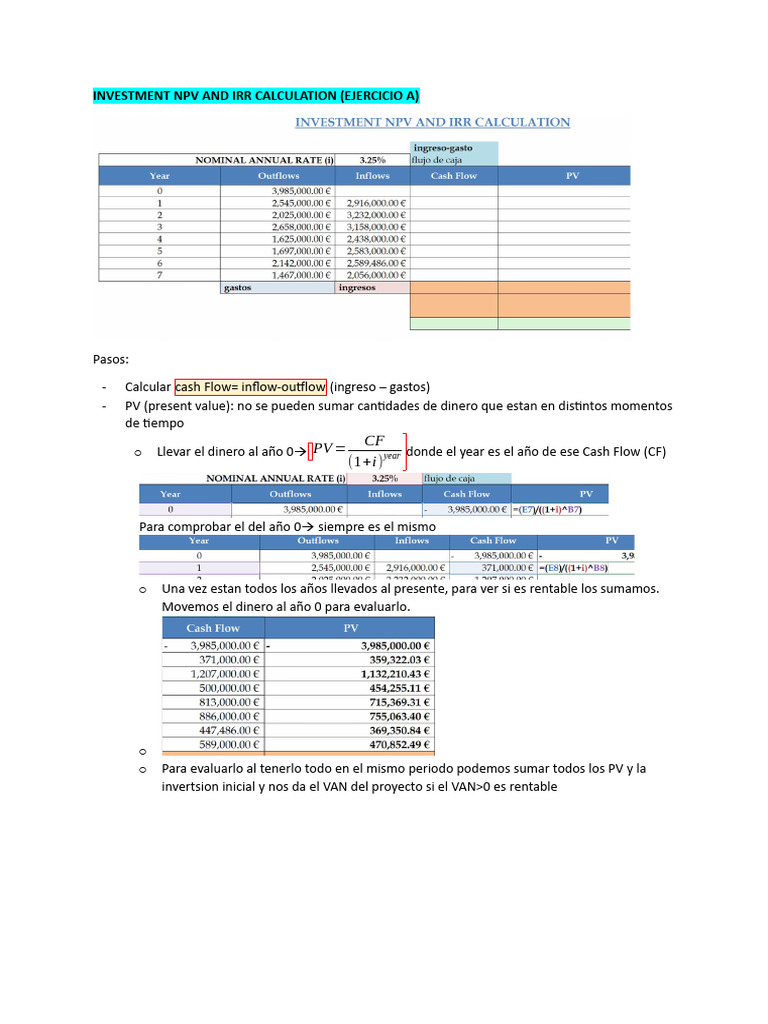 Investment NPV and Irr Calculation | PDF | Flujo de efectivo | Tasa ... Investment NPV and Irr Calculation | PDF | Flujo de efectivo | Tasa ...