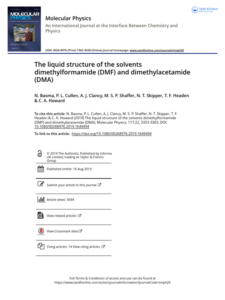 The liquid structure of the solvents dimethylformamide DMF and ...