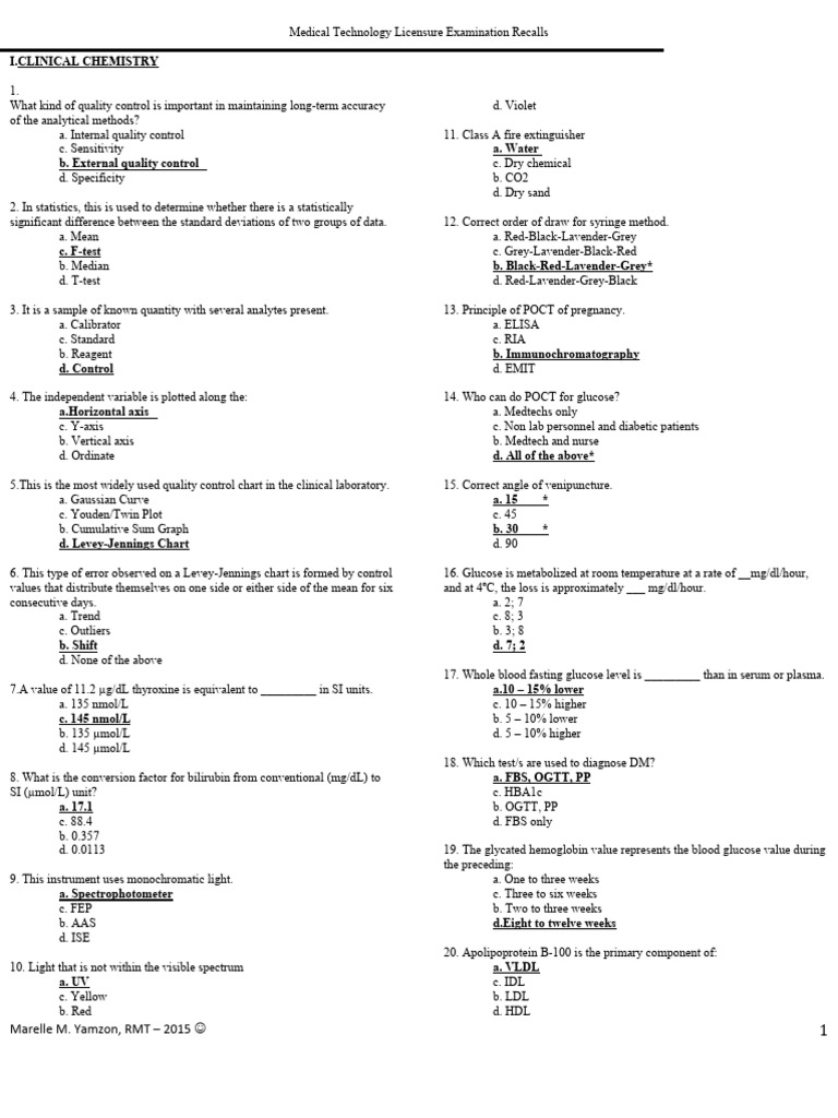 Answer Key MT | PDF | Lipoprotein | Cholesterol