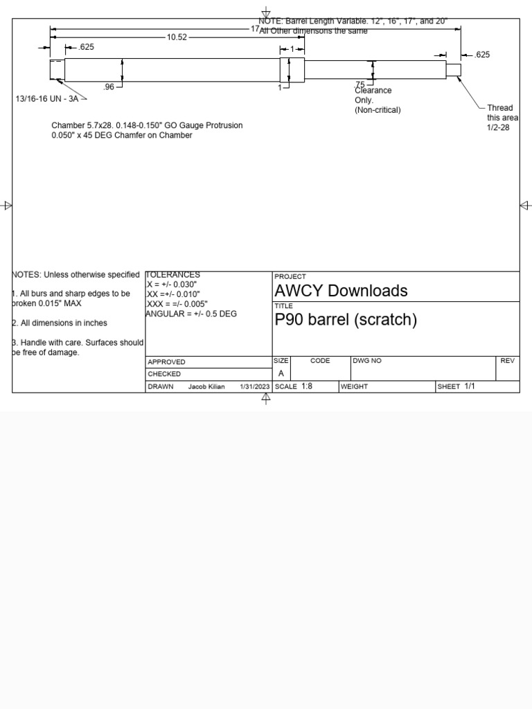 3DP90 Barrel Blueprint | PDF