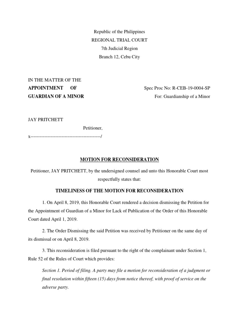 Motion For Reconsideration | PDF | Government | Separation Of Powers