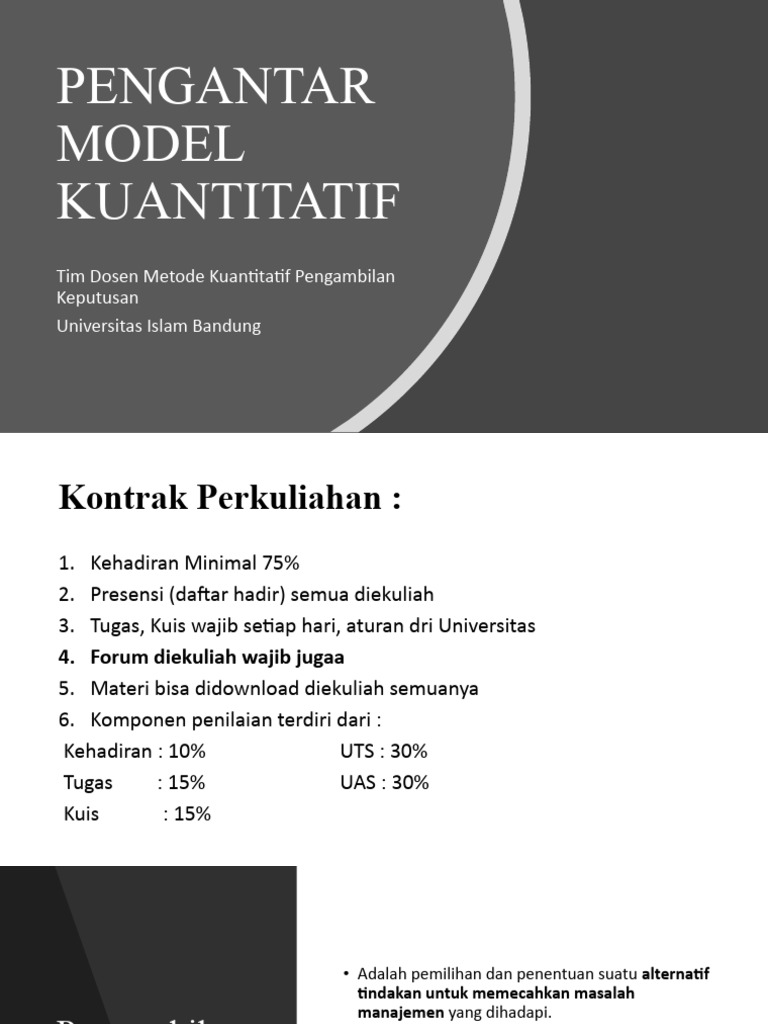 Pengantar Model Kuantitatif | PDF