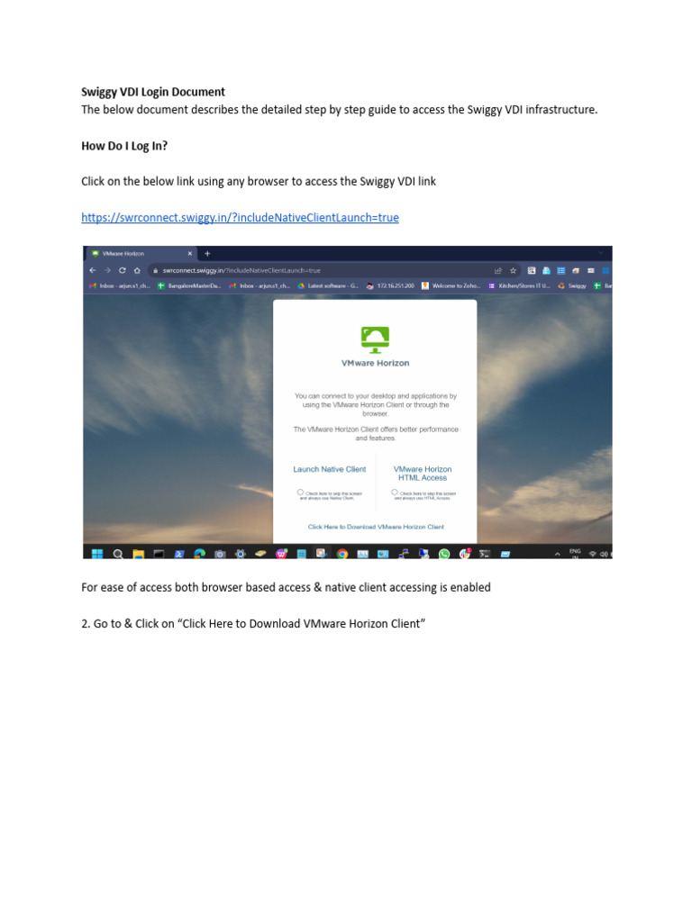 Swiggy VDI Login Document - 240603 - 142053 | PDF