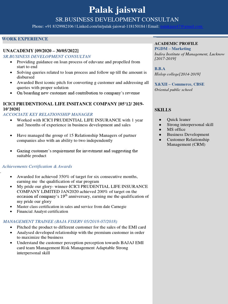 Palak Resume | PDF | Business | Private Sector
