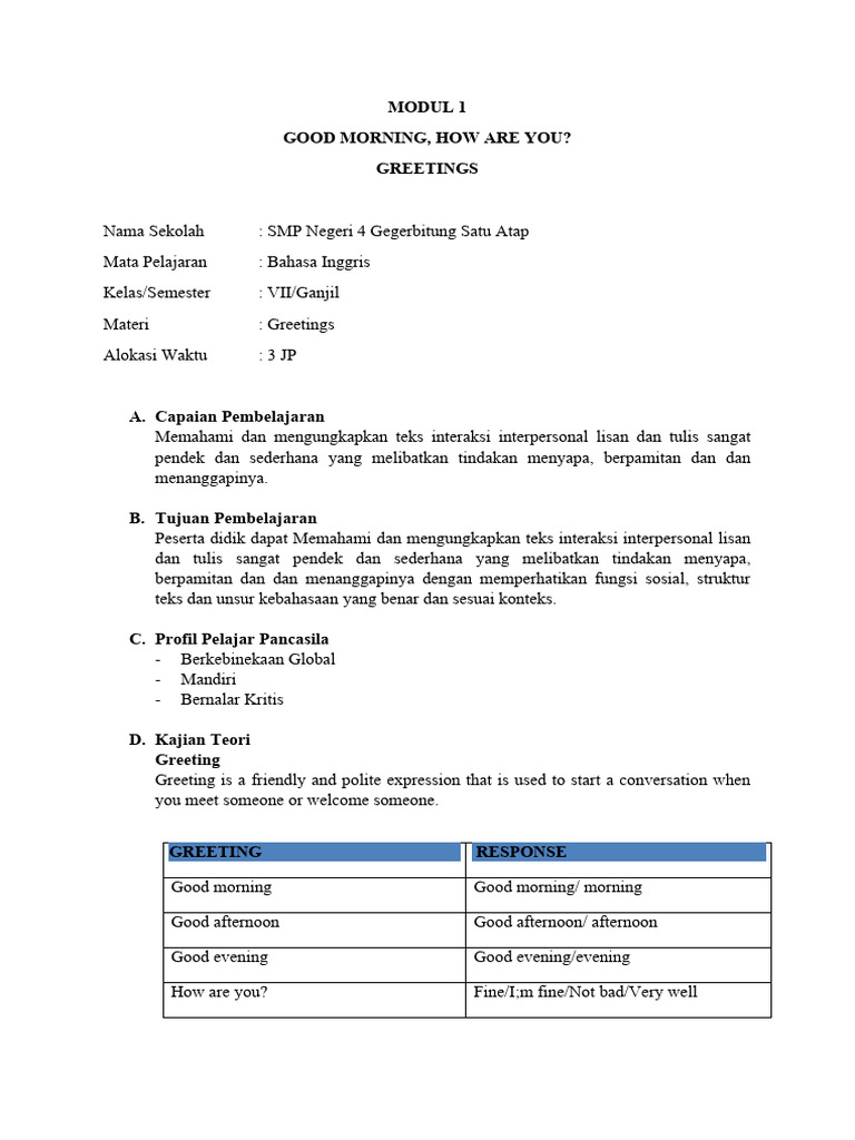 Modul 1 Greeting | PDF