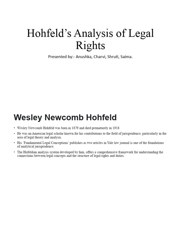 Hohfeld's Analysis of Legal Rights | PDF