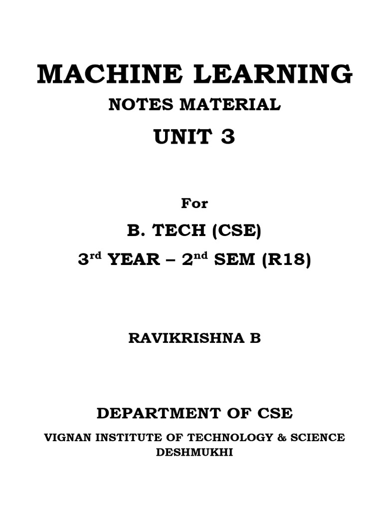 ML Unit3 | PDF | Machine Learning | Statistical Classification