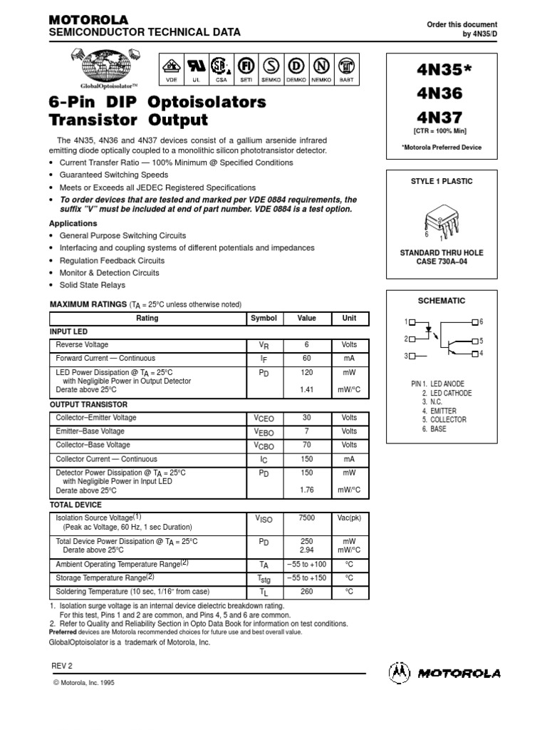 4N35 | PDF | Transistor | Capacitor
