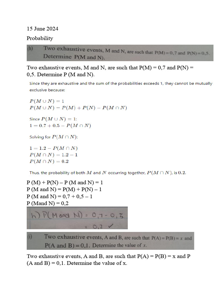 15.06.2024 Revision Probability | PDF