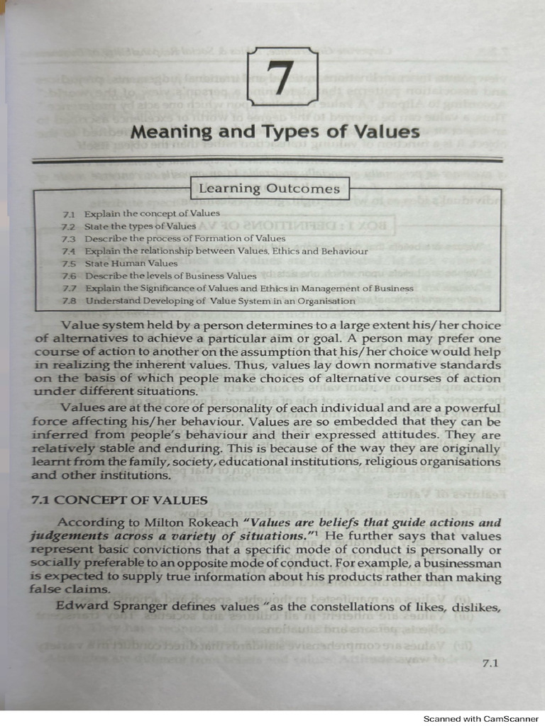 Meaning and Types of Values | PDF